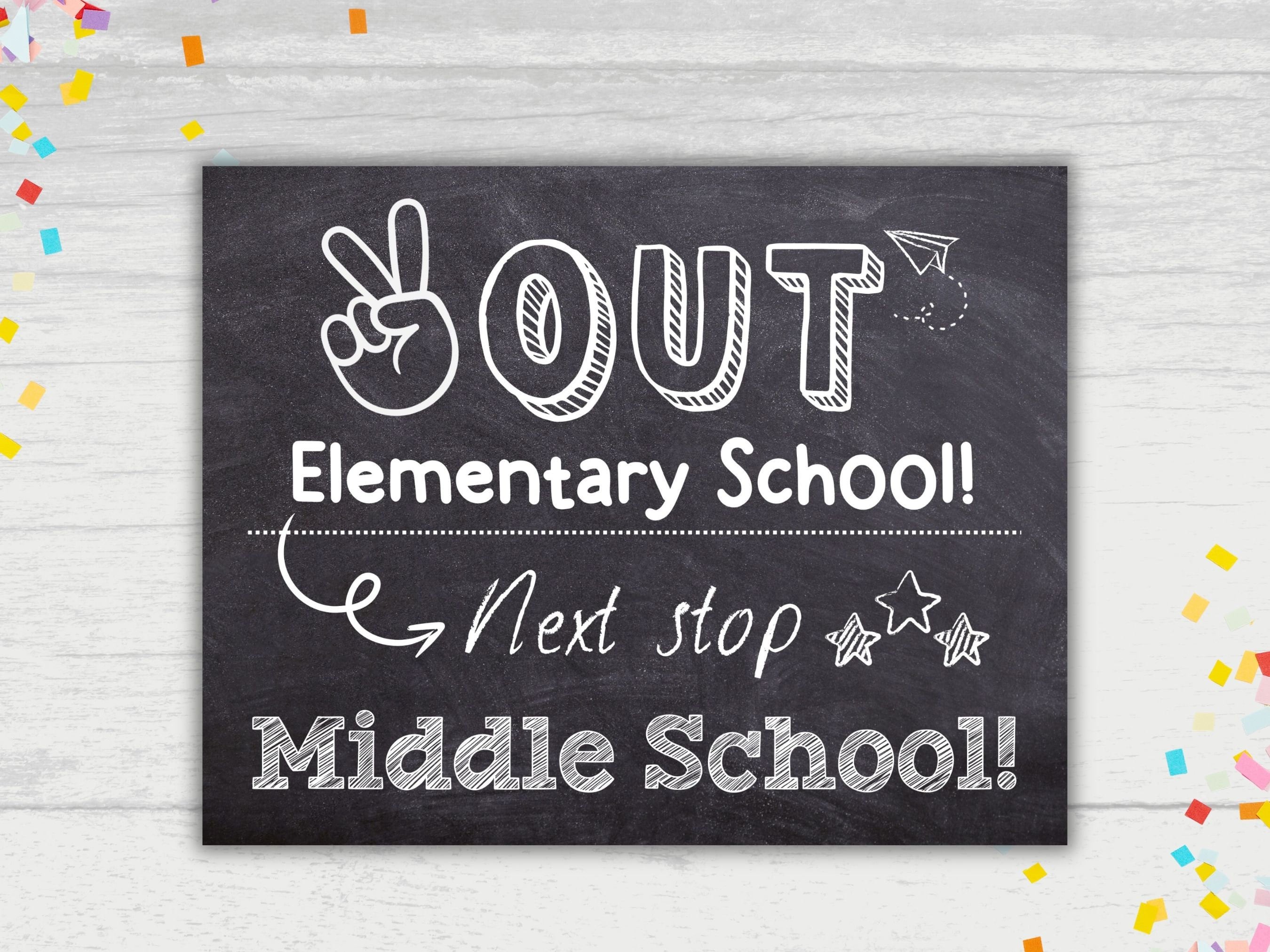 Next Stop Middle School Sign Printable Chalkboard Middle School Sign ...