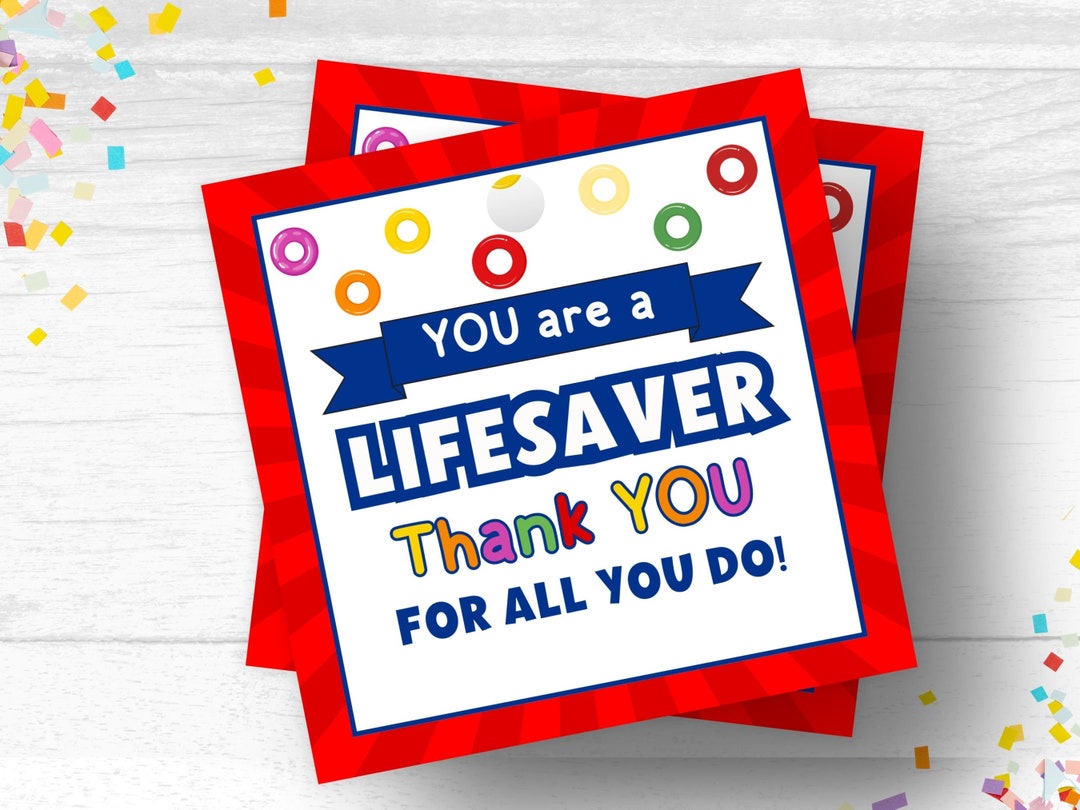 Lifesaver Teacher Appreciation Tag Printable Candy Employee ...