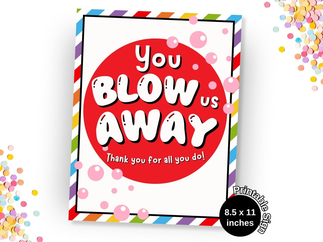 Teacher Appreciation Gum Sign Printable Employee Morale Booster ...
