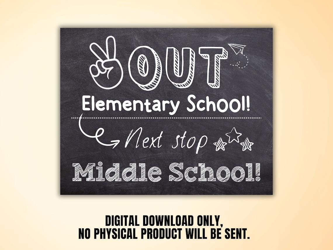 Next Stop Middle School Sign Printable Chalkboard Middle School Sign ...
