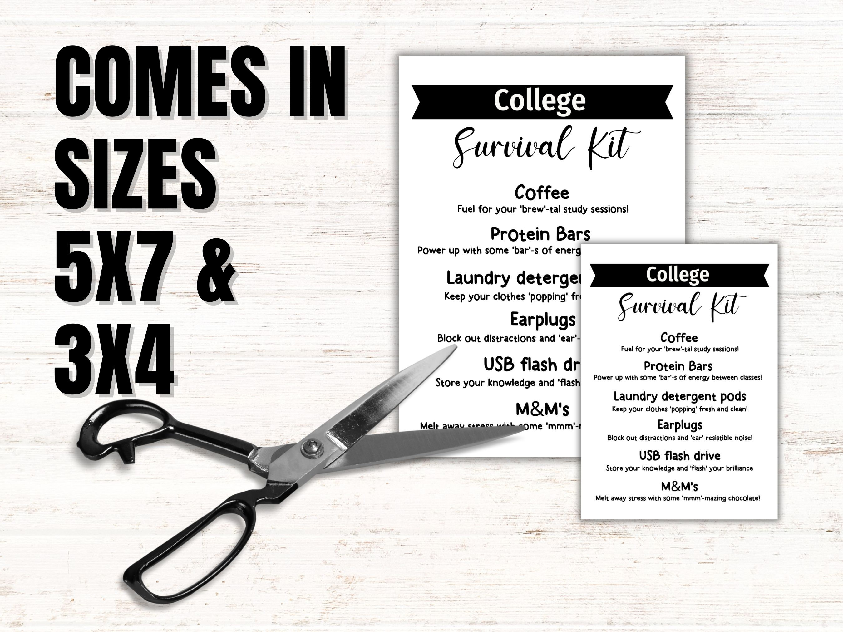 College Survival Kit Gift Printable College Survival Gift College ...