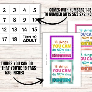 18th Birthday Gift Tag Set 18 Things You Can Do When You Are 18 Gift ...