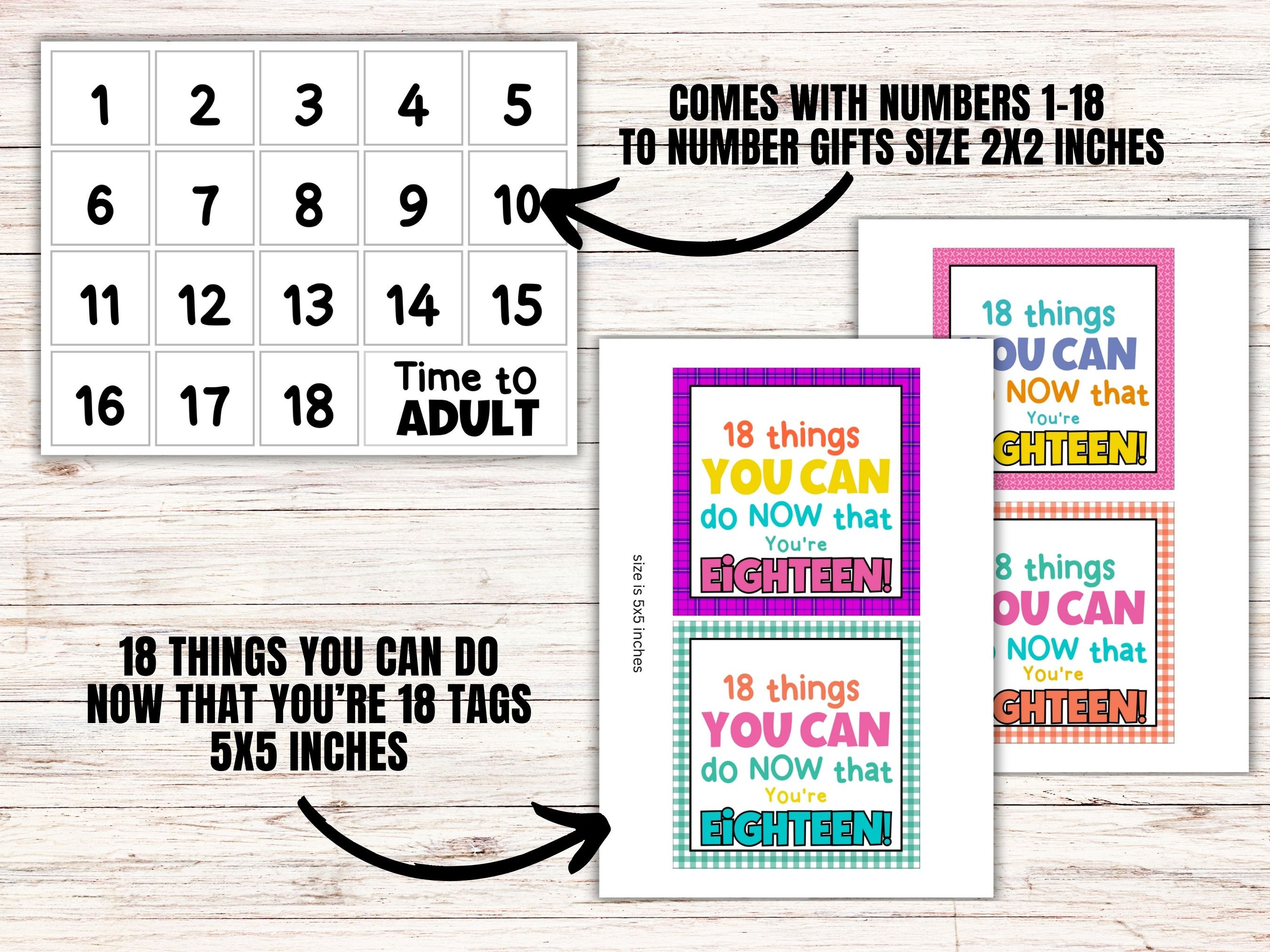 18th Birthday Gift Tag Set 18 Things You Can Do When You Are 18 Gift ...