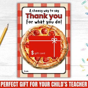 Pizza Gift Card Holder Printable, Thank You Pizza Gift Card Holder for ...