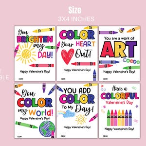 Crayon Valentine Card Printable for Classroom Exchange, Non-candy ...