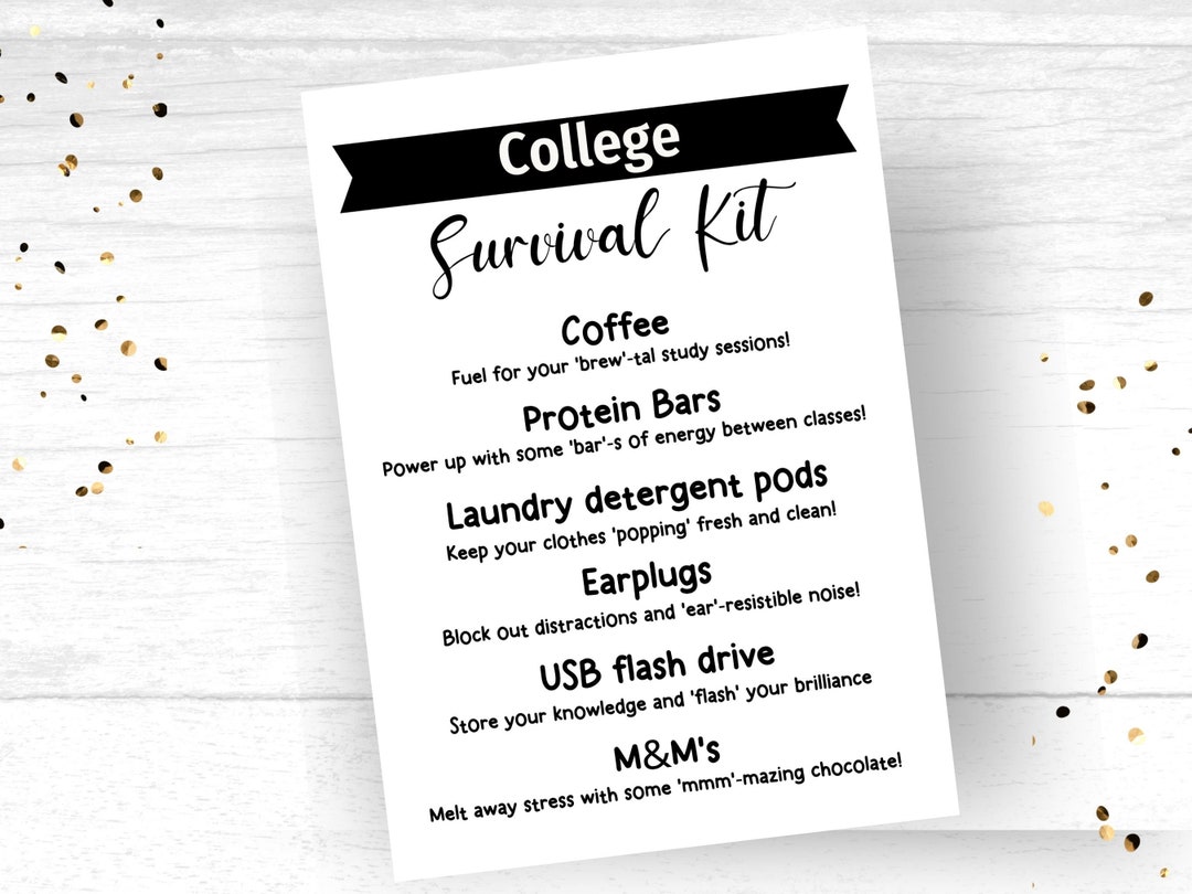 College Survival Kit Gift Printable College Survival Gift College ...