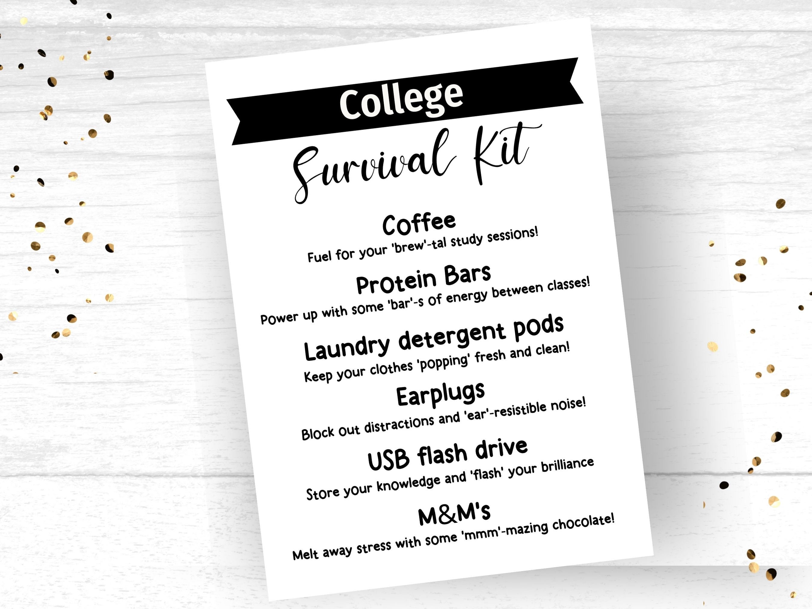 College Survival Kit Gift Printable College Survival Gift College ...
