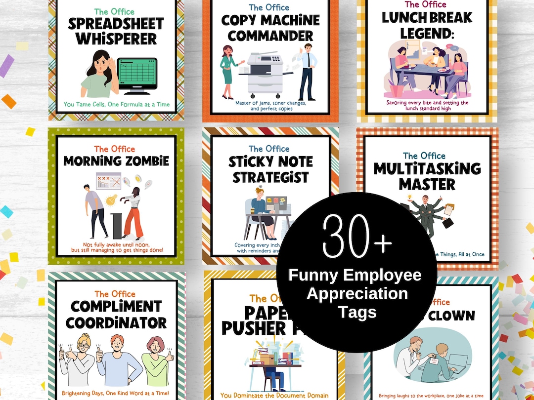 Funny Employee Appreciation Tags - Team Recognition Gift Tags, Staff ...