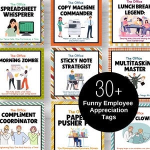 Funny Employee Appreciation Tags - Team Recognition Gift Tags, Staff ...