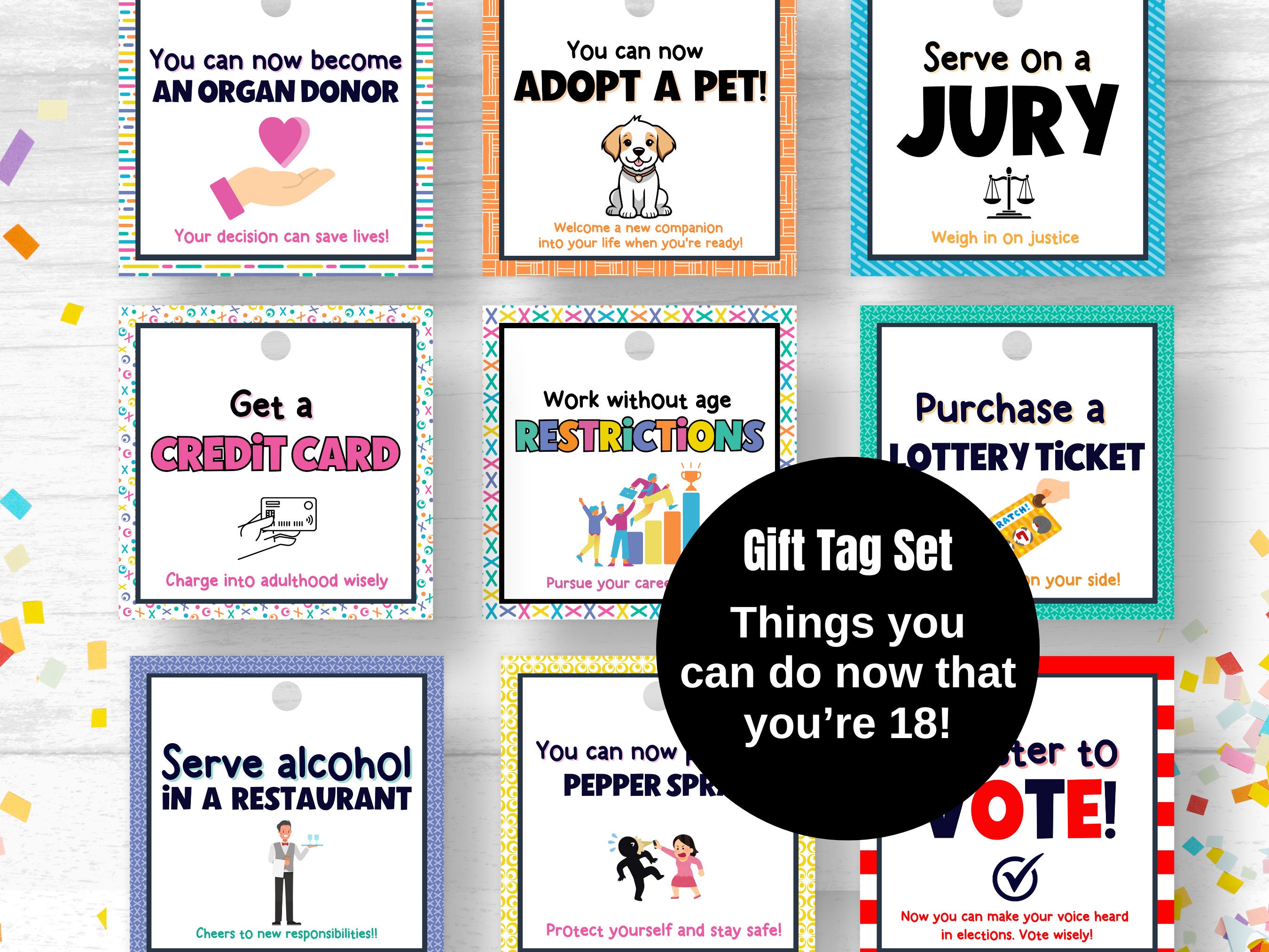 18th Birthday Gift Tag Set 18 Things You Can Do When You Are 18 Gift ...