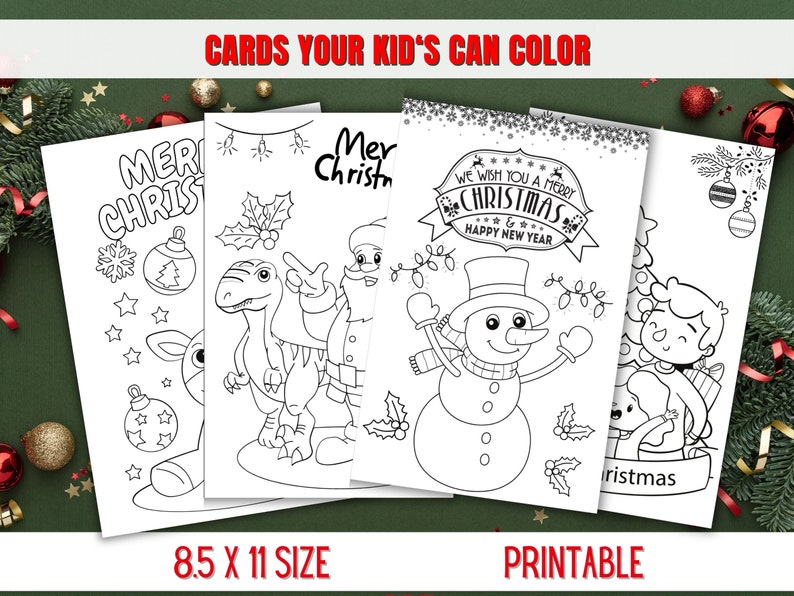 Printable Christmas Cards for Kids to Color Christmas - Etsy
