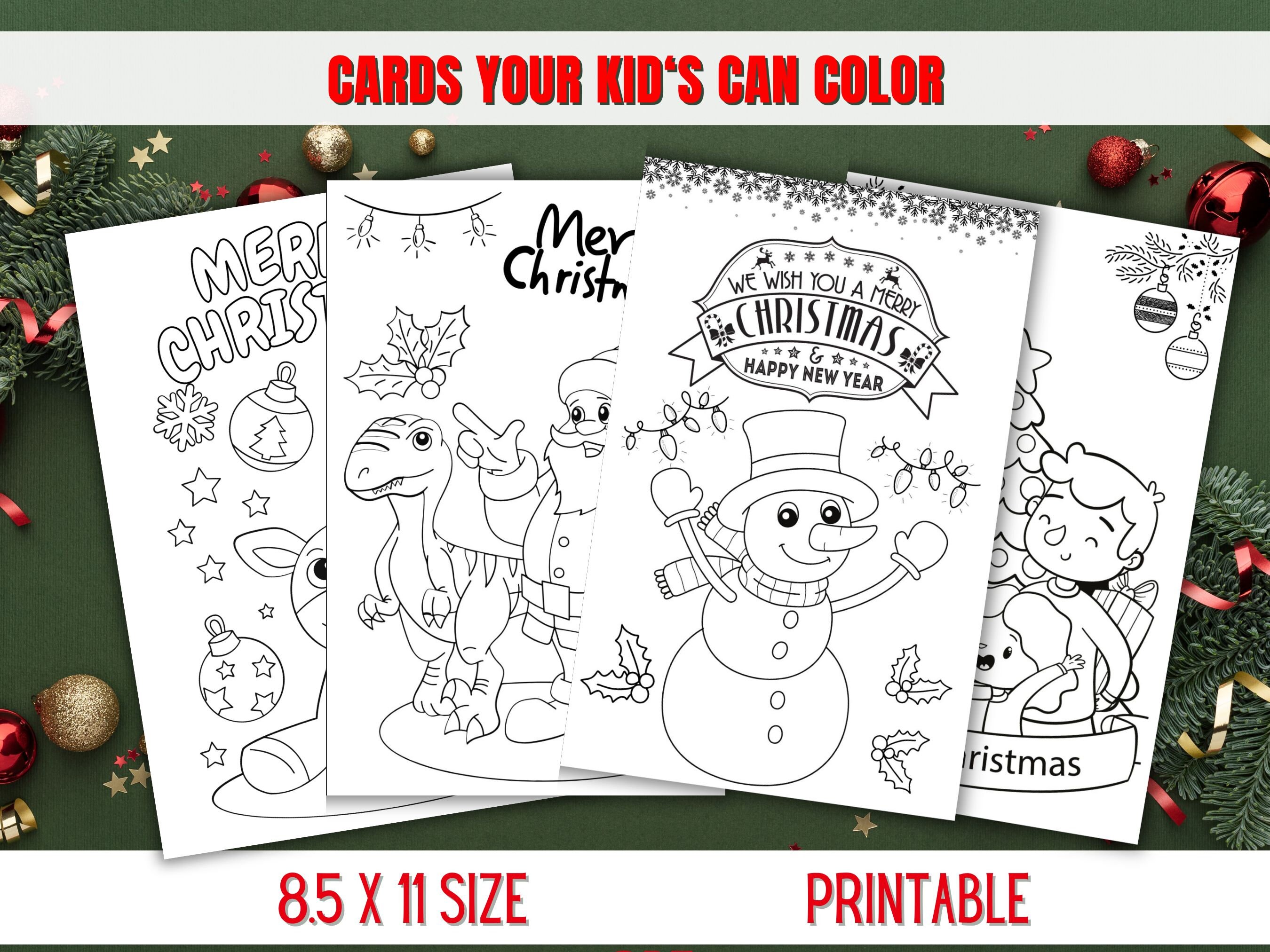 Printable Christmas Cards for Kids to Color Christmas - Etsy