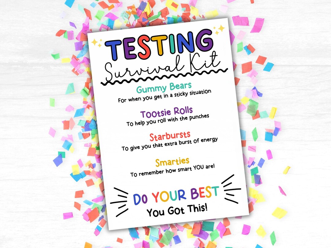 Testing Survival Kit Tags Student Encouragement Testing Classroom Treat ...