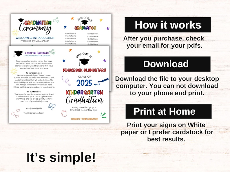 Editable Kindergarten Graduation Ceremony Program– Prek & Preschool ...