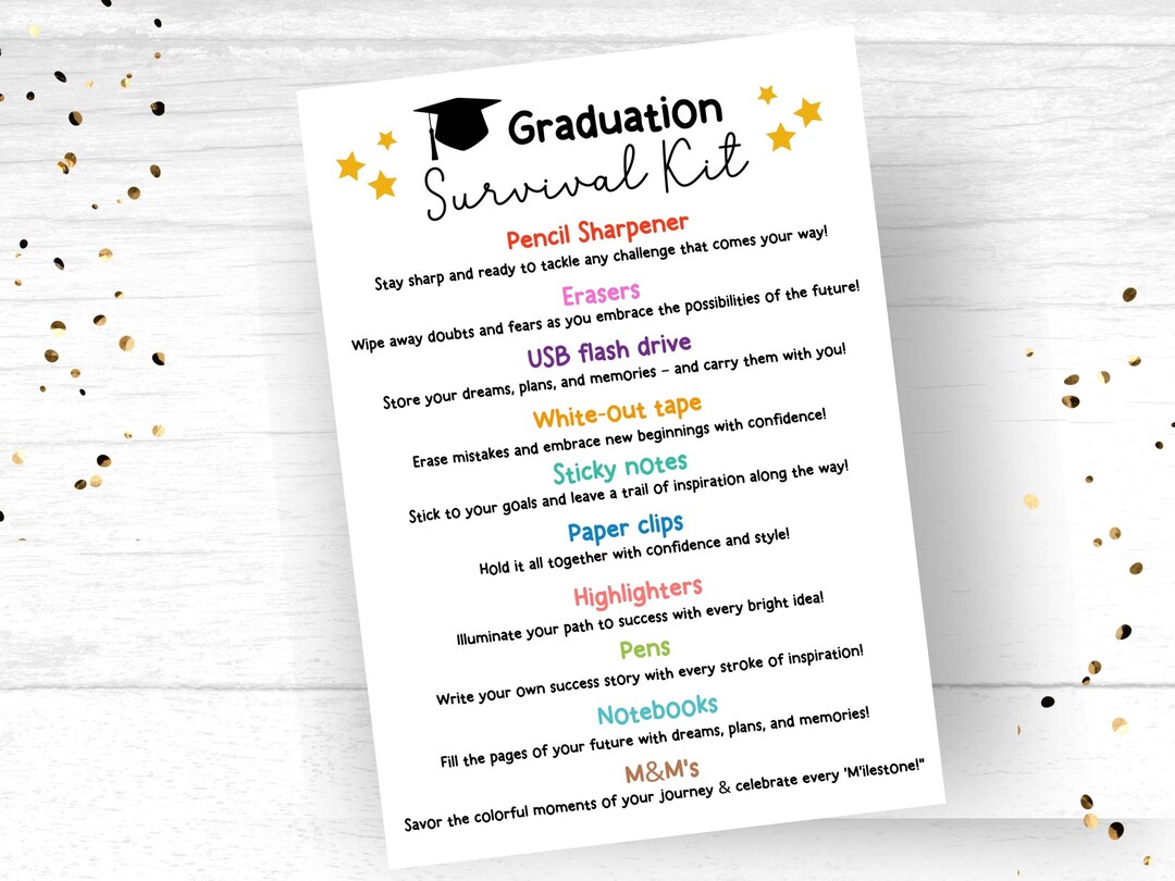 Graduation Survival Kit Tags Printable Graduation Day Survival Kit ...