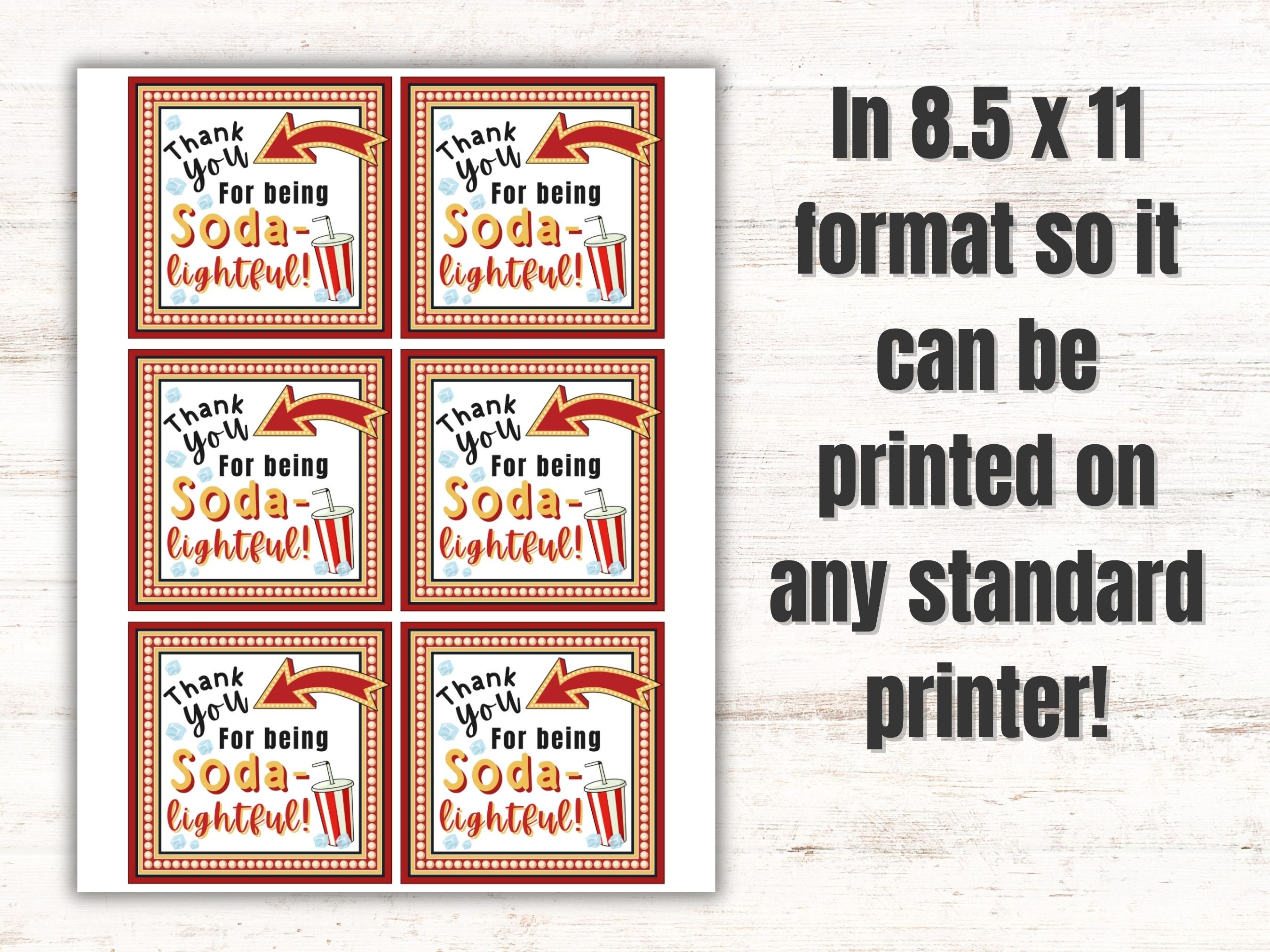 Soda Gift Tag Teacher Appreciation Tags Staff Appreciation Soda ...