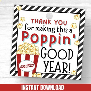 End of the Year Popcorn Tag Teacher Appreciation Tag End of Year Last ...