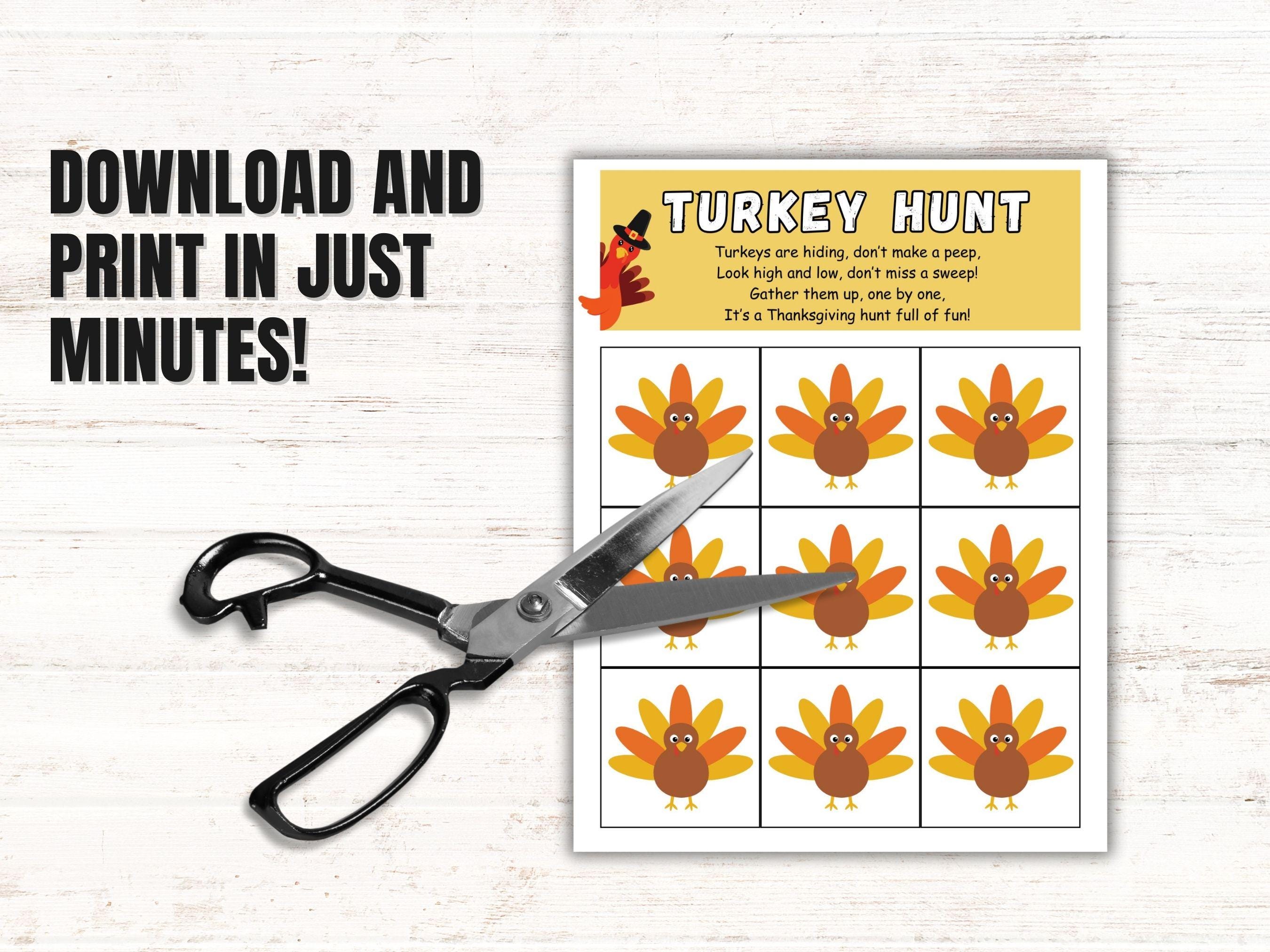 Turkey Hunt Activity Printable Game for Thanksgiving - Indoor Kids ...