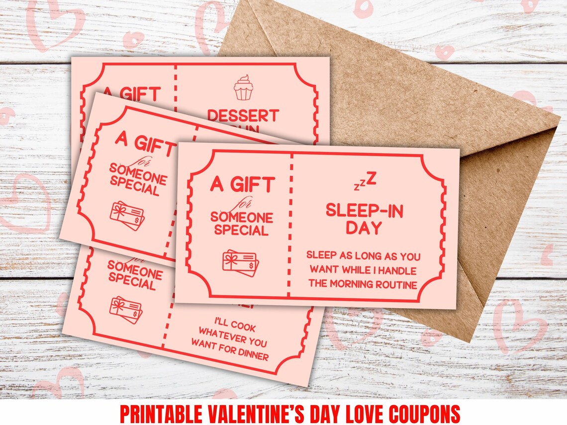 Valentine's Love Coupons, Valentine's Coupons Printable, Romantic ...