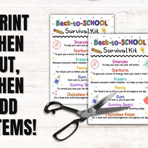 Back-to-school Survival Kit Gift Tag 1st Day of School Gift Tag Back-to ...