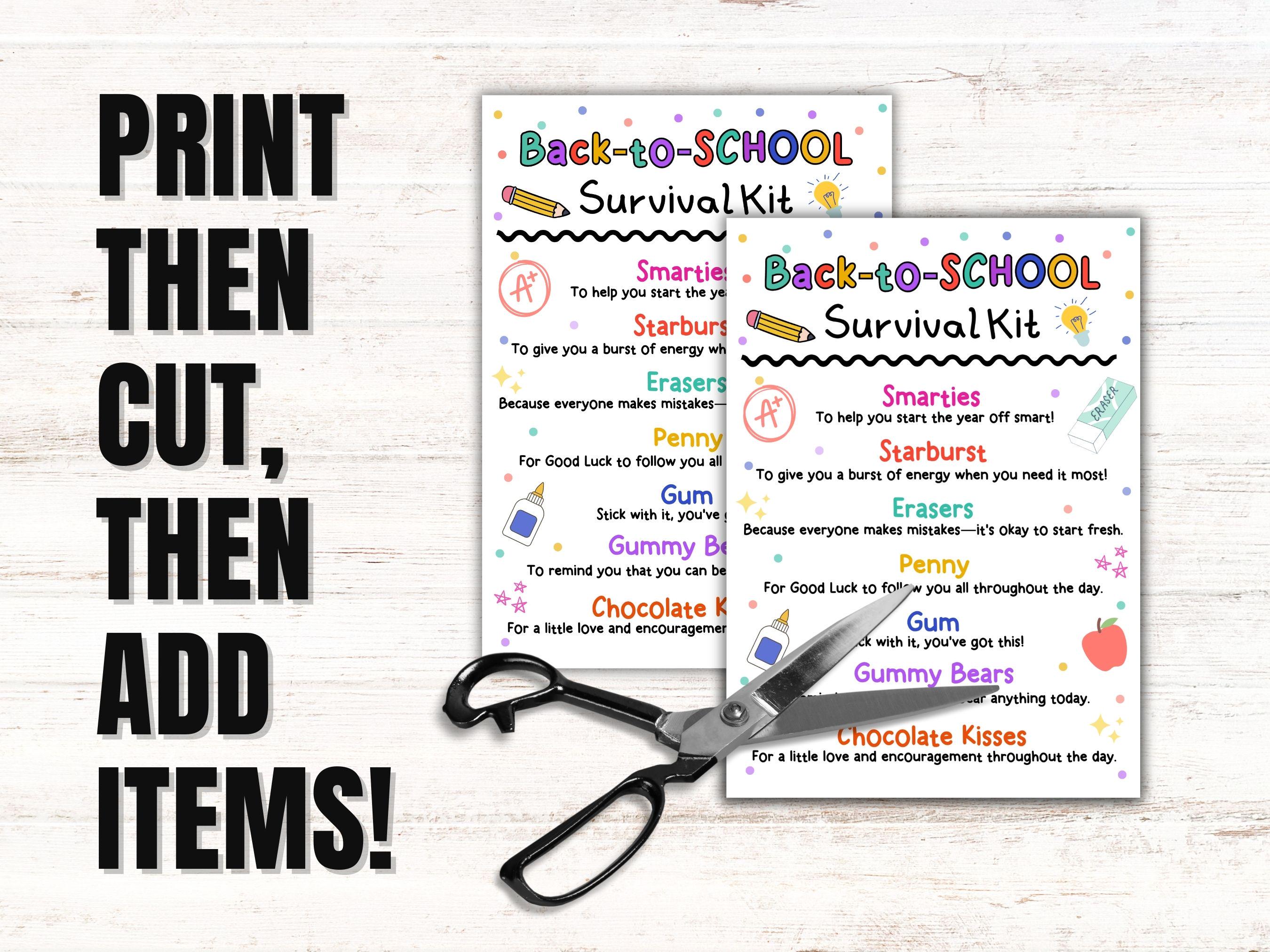Back-to-school Survival Kit Gift Tag 1st Day of School Gift Tag Back-to ...