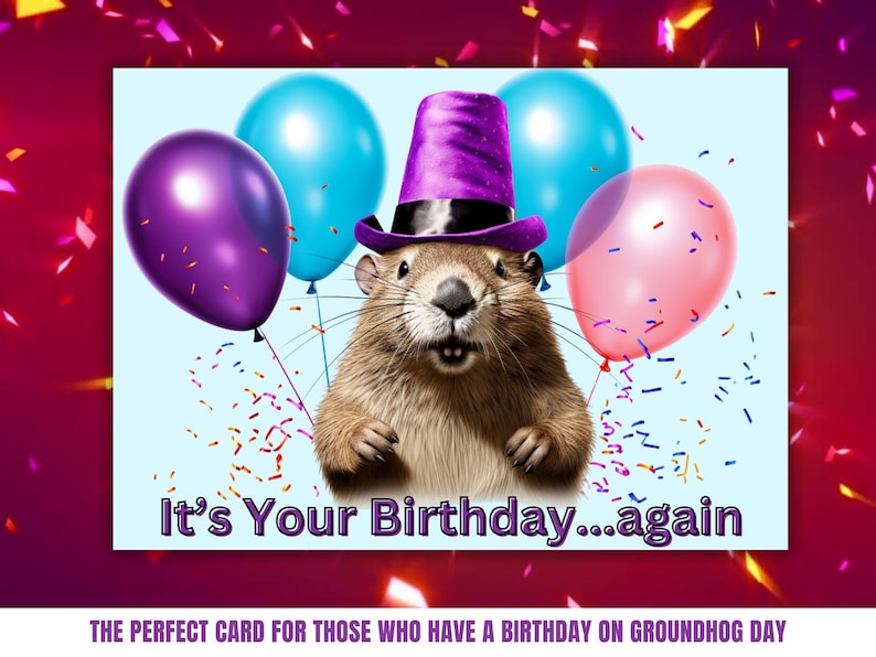 Groundhog Day Card Printable, Funny Groundhog Birthday Card, Groundhog ...