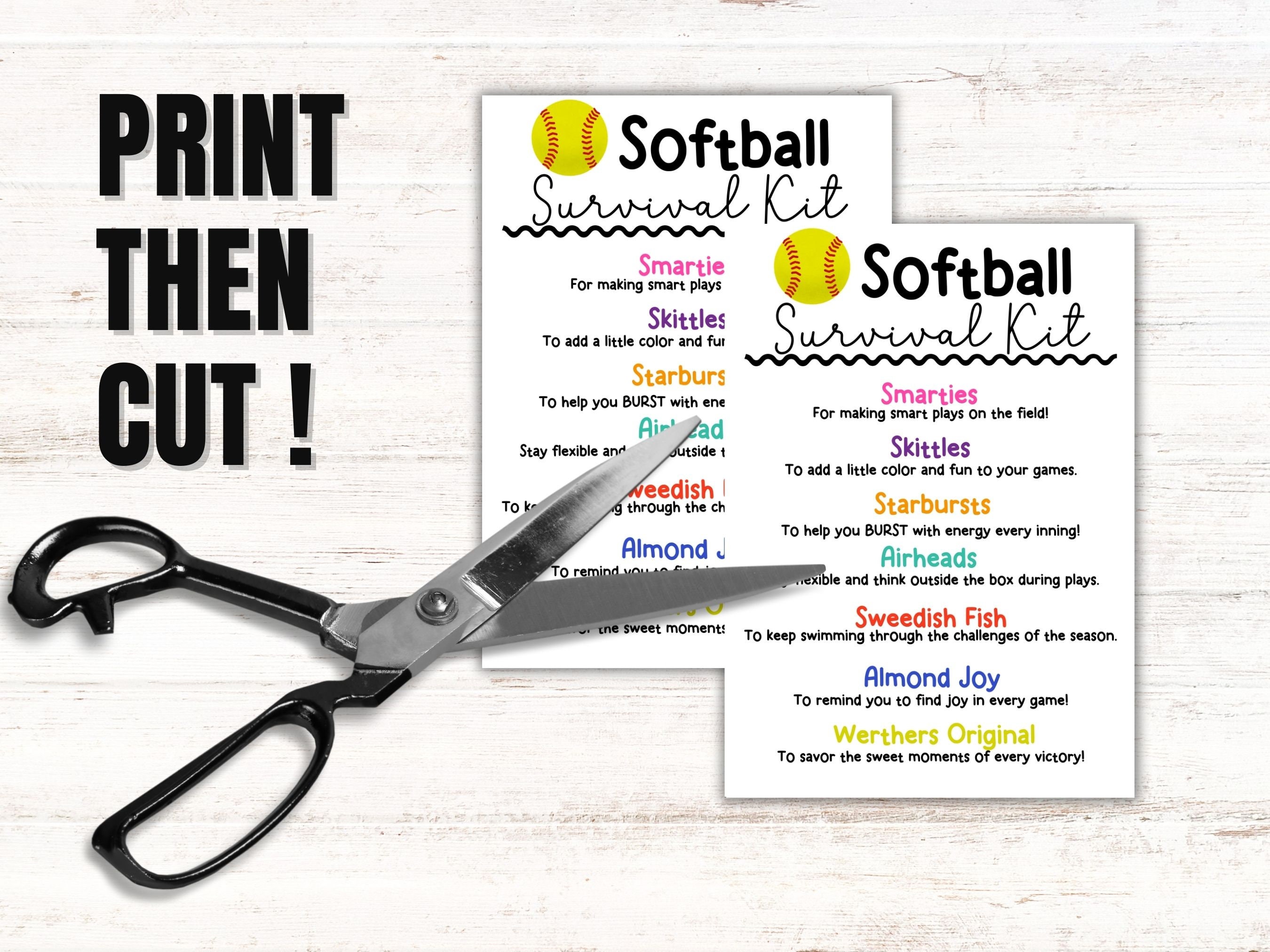 Softball Survival Kit Gift Tags Printable Softball Team Survival Kit ...
