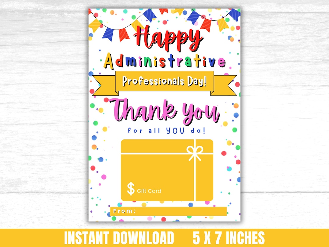 Administrative Professionals Day Gift Card Holder Printable Office ...
