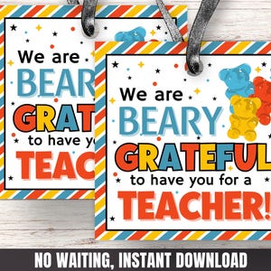 Teacher Appreciation Gummy Bear Tag Teacher Candy Gift Tags Teacher ...