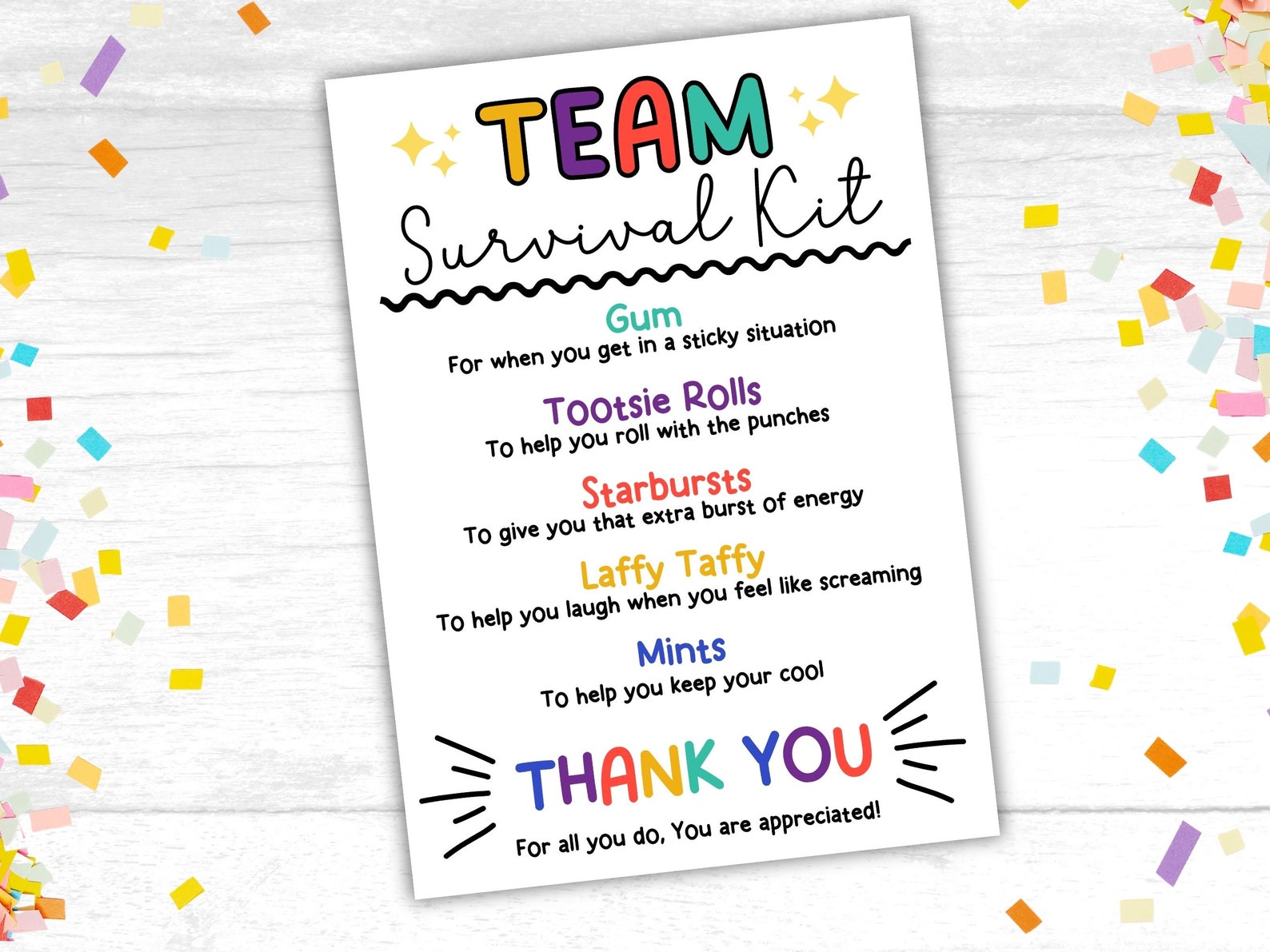 Team Survival Kit Gift Tags Printable Employee Welcome Gift Survival ...