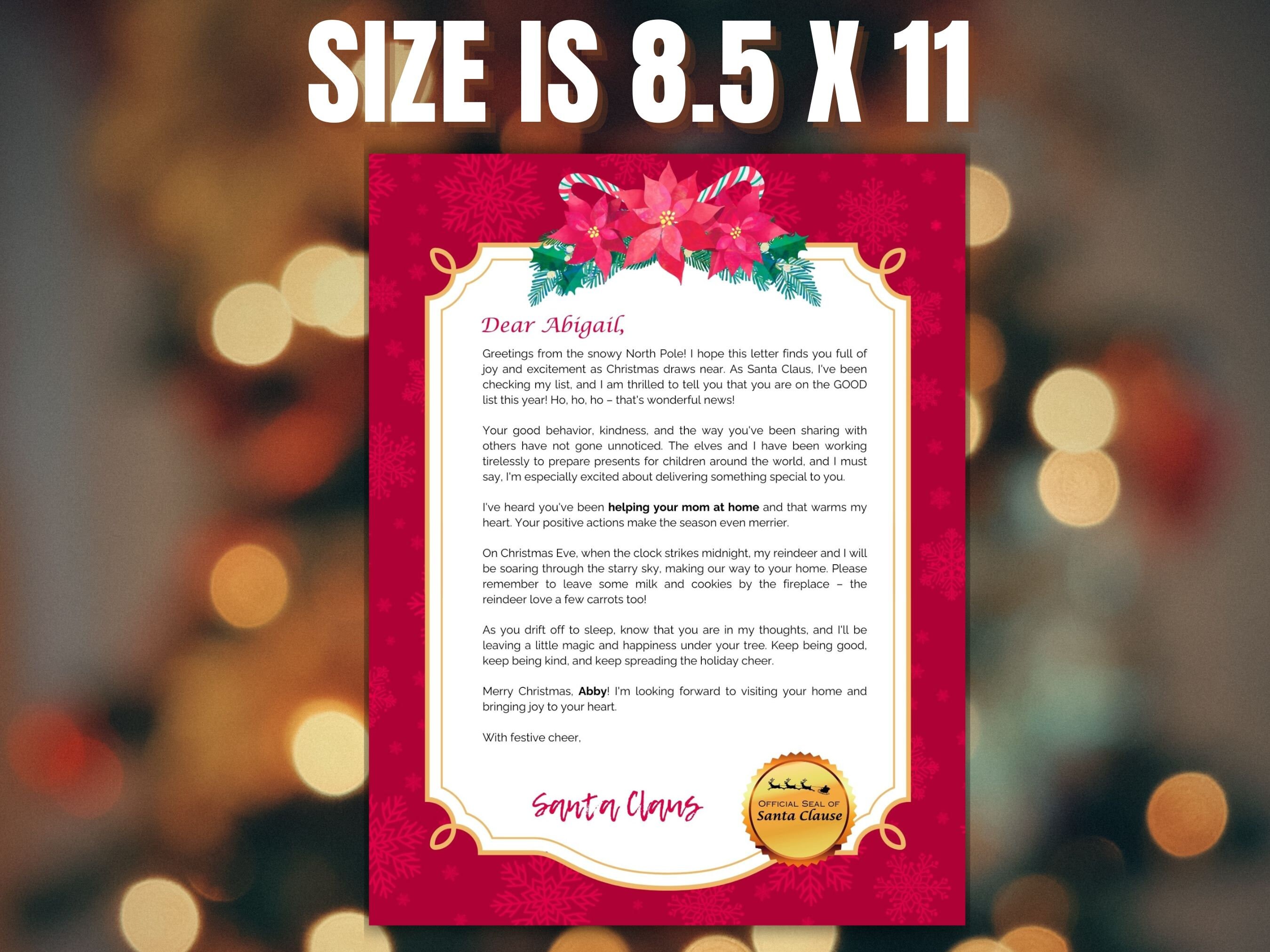 Personalized Letter From Santa Template - Editable in Canva, Editable ...