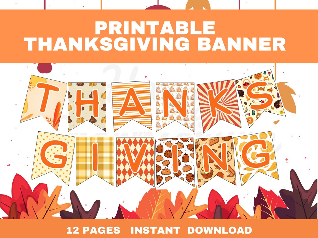 Printable Thanksgiving Banner, Thanksgiving Bunting for Thanksgiving ...