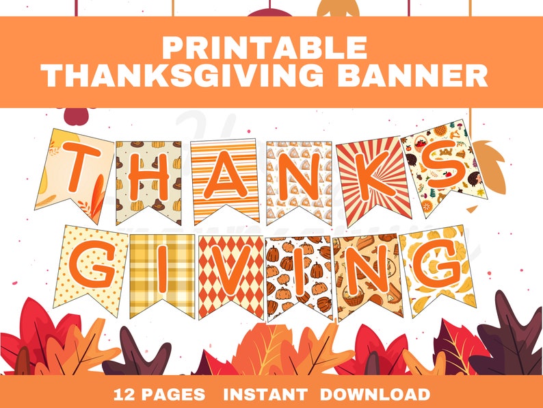 Printable Thanksgiving Banner, Thanksgiving Bunting for Thanksgiving ...