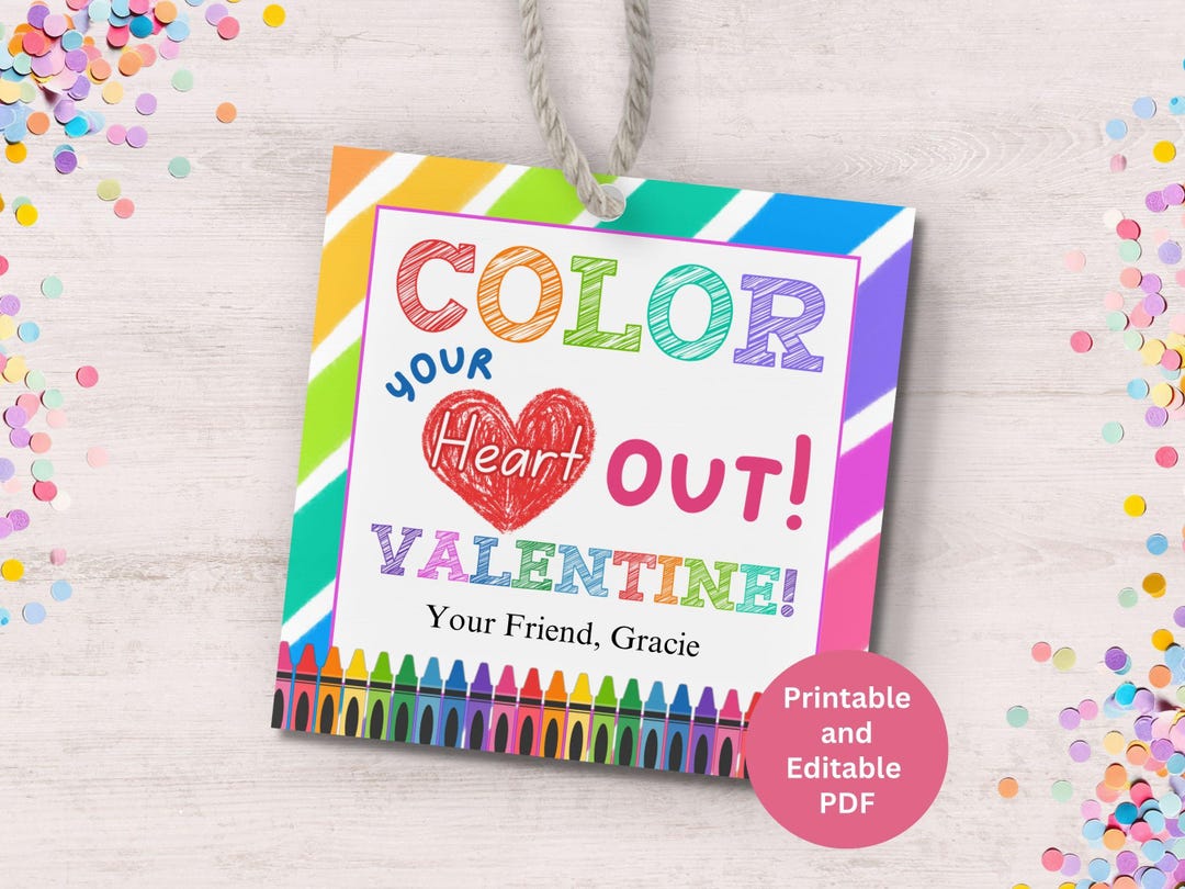 Crayon Valentine Printable Classroom Valentine's Day Cards, Classroom ...