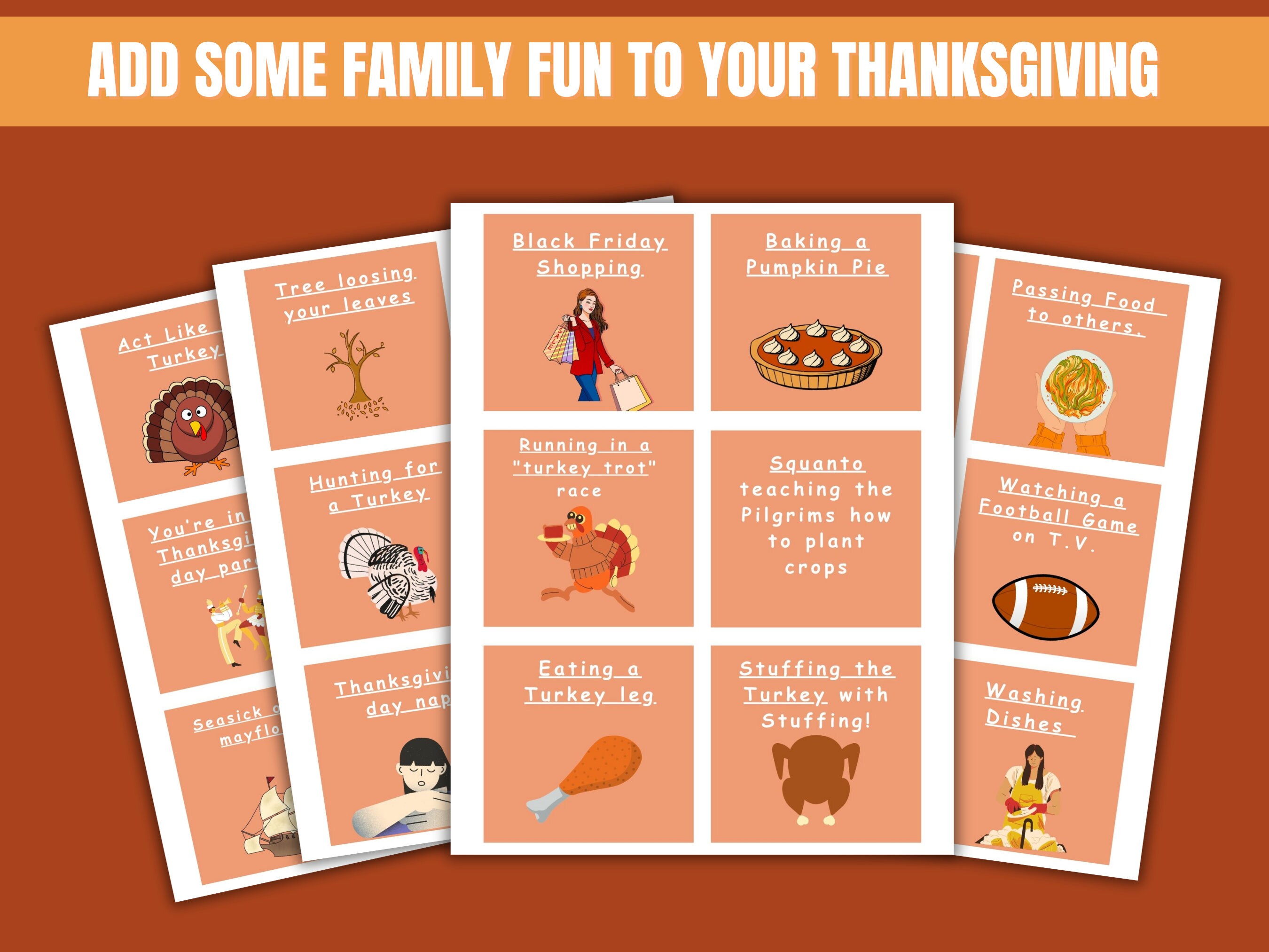Thanksgiving Family Game Charades, Thanksgiving Family Fun ...