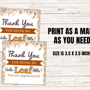 Employee Appreciation Fall Printable Thank You Tag Staff Recognition ...