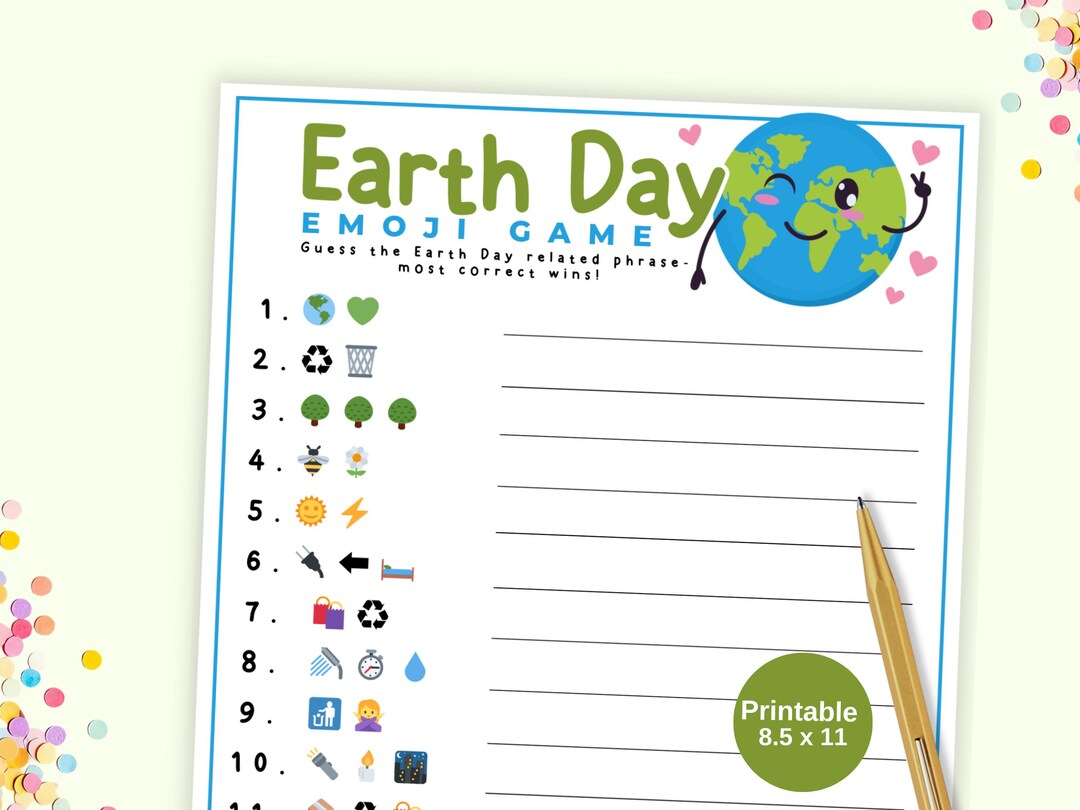 Earth Day Emoji Game Printable Fun Classroom Earth Day Activity for ...