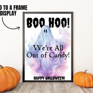 We're Out of Candy Halloween Sign Fun and Spooky Decor Front Door or ...