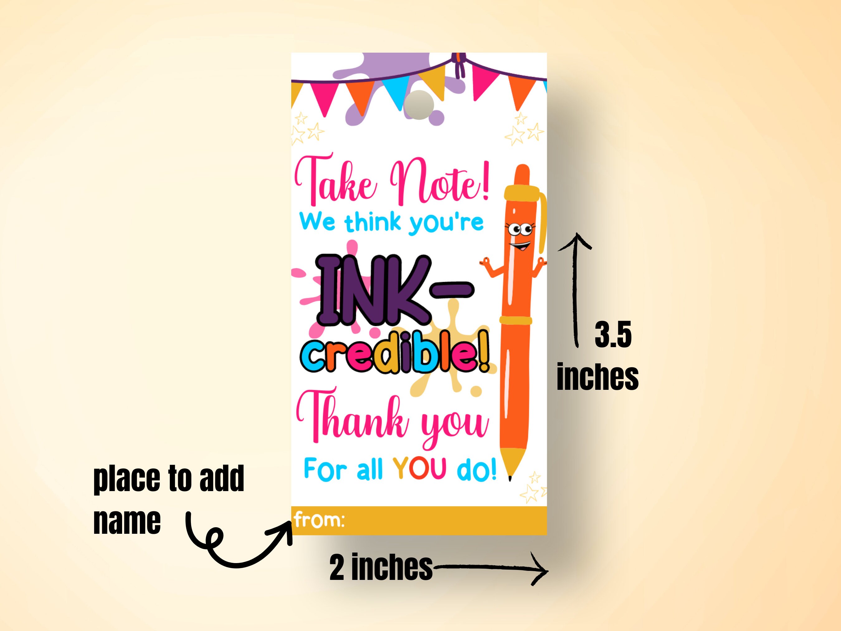 Pen Thank You Gift Tag Teacher Staff Appreciation Week Gift Tag ...