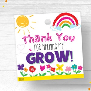 Flower Gift Tag Teacher Appreciation Thank You Tag Preschool Teacher ...
