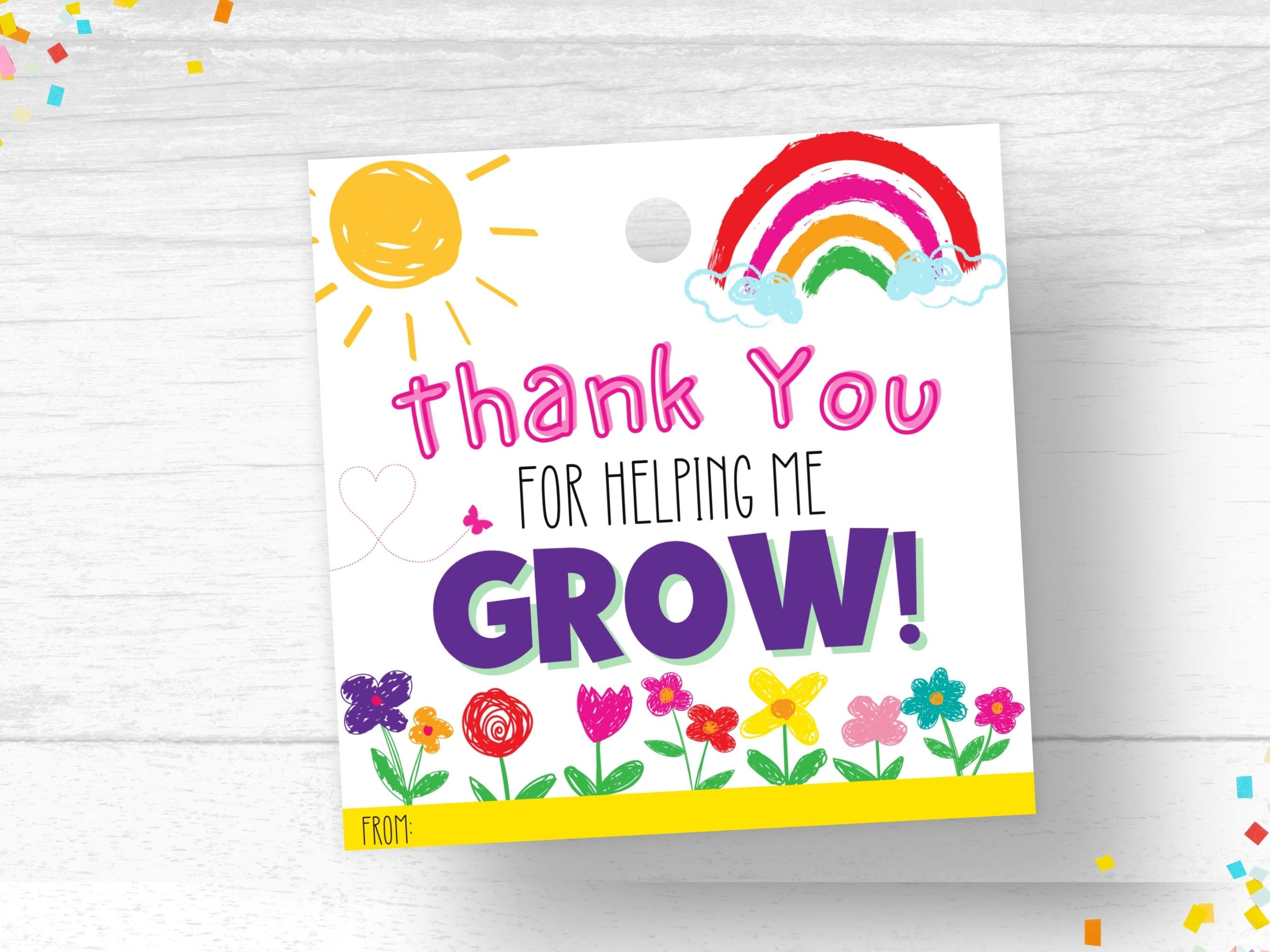 Flower Gift Tag Teacher Appreciation Thank You Tag Preschool Teacher ...