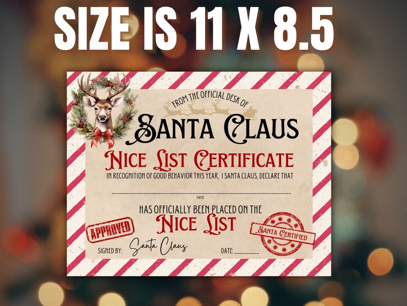 Official Santa Claus Nice List Certificate, North Pole Certificate ...