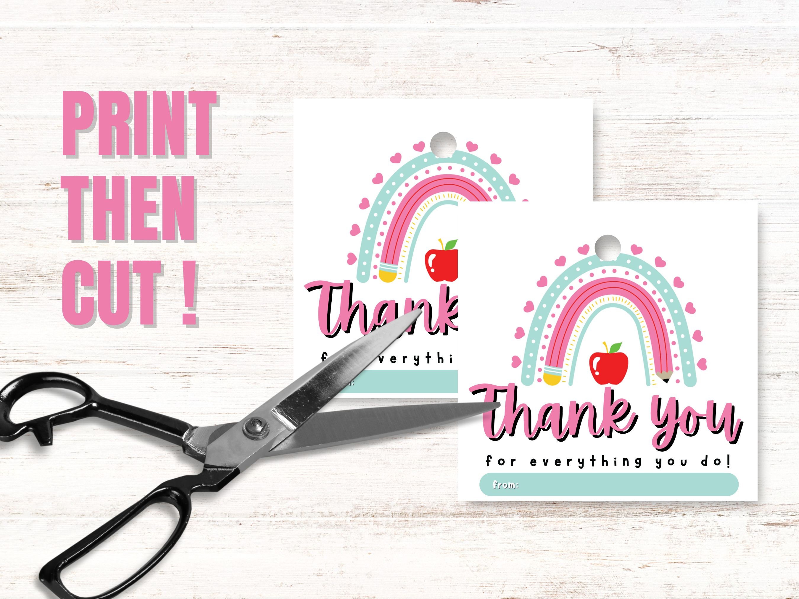 Thank You Teacher Appreciation Gift Tags Printable Teacher Thank You ...