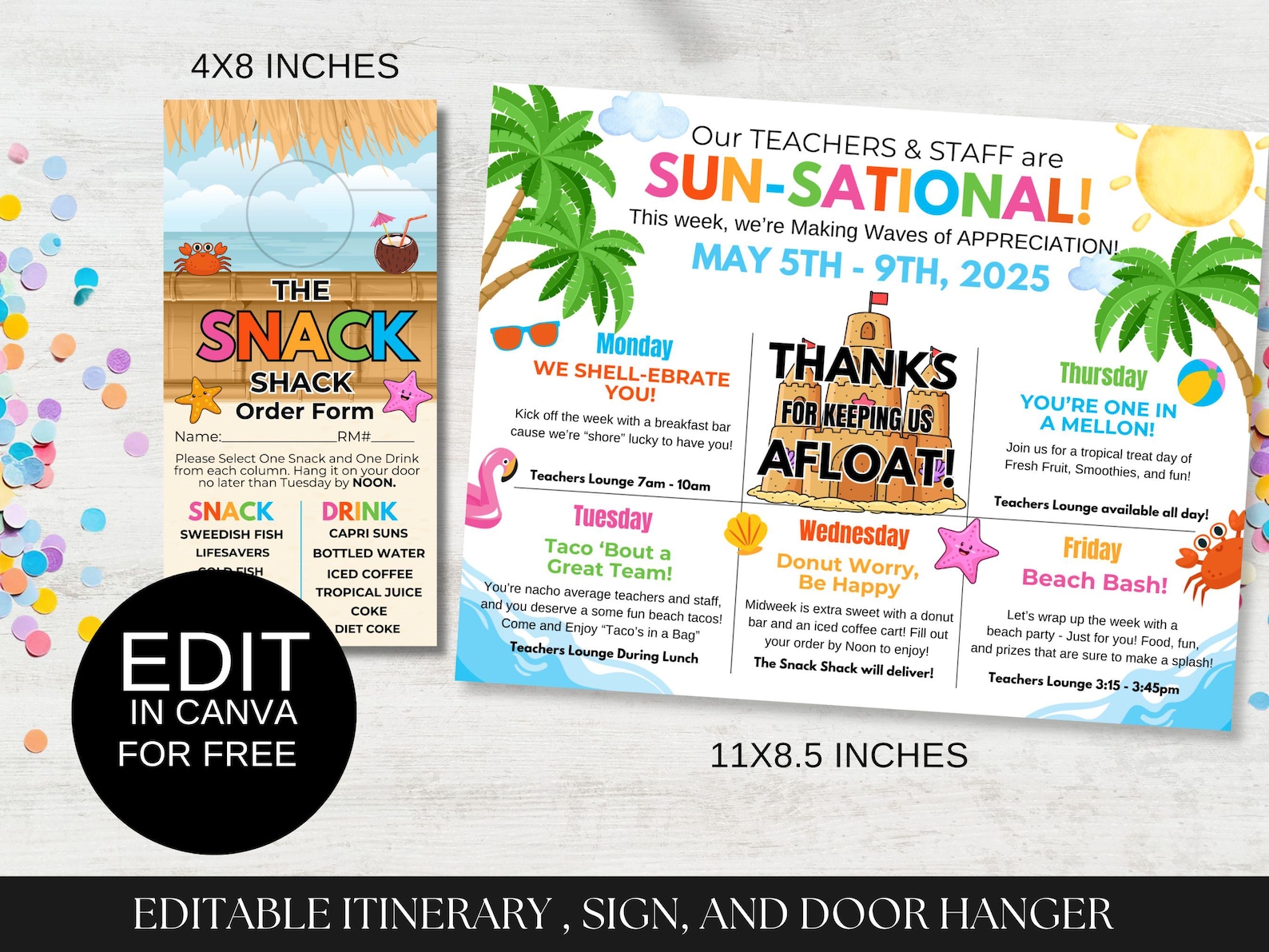 Beach Teacher Appreciation Week Bundle Theme Ideas Editable Teacher ...