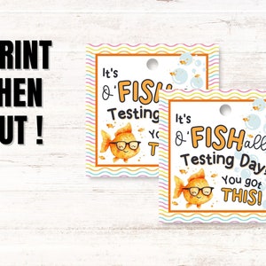 Fish Cracker Good Luck Testing Tag Snack Tags Student Good Luck Test ...
