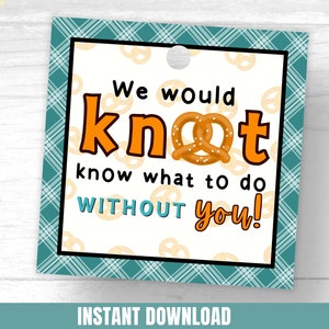 Pretzel Gift Tag Employee Appreciation Tags Teacher Pretzel ...