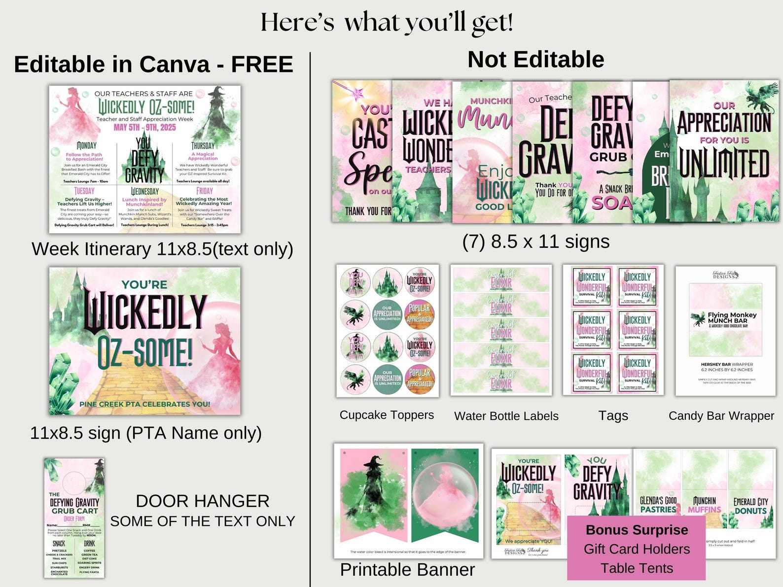 Wicked Teacher Appreciation Week Bundle Theme Ideas Editable Teacher ...