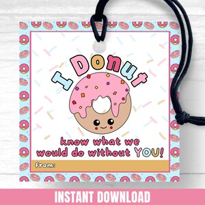 Donut Appreciation Gift Tag Staff Appreciation Donuts Gift Tag Teacher ...