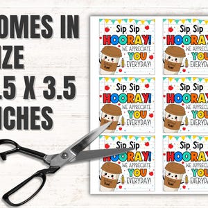 Teacher Appreciation Tag Drink Sip Sip Hooray Coffe Printable Sip Sip ...
