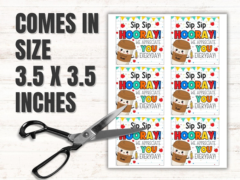 Teacher Appreciation Tag Drink Sip Sip Hooray Coffe Printable Sip Sip ...